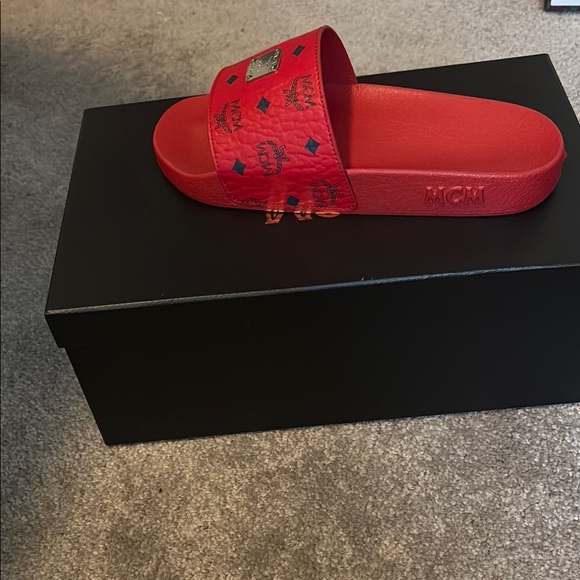 MCM | Shoes | Mcm Red Slide Sandals | Poshmark